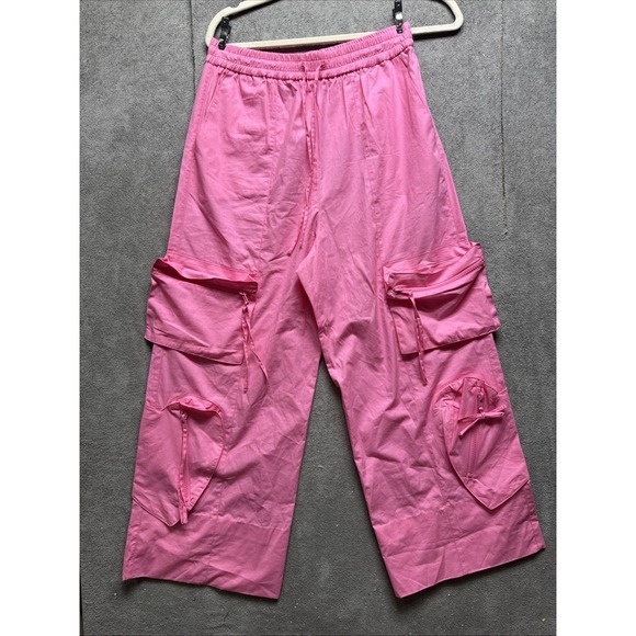 Zara | Pants | Zara Pink Baggie Cargo Heart Pocket Pink Drawstring ...